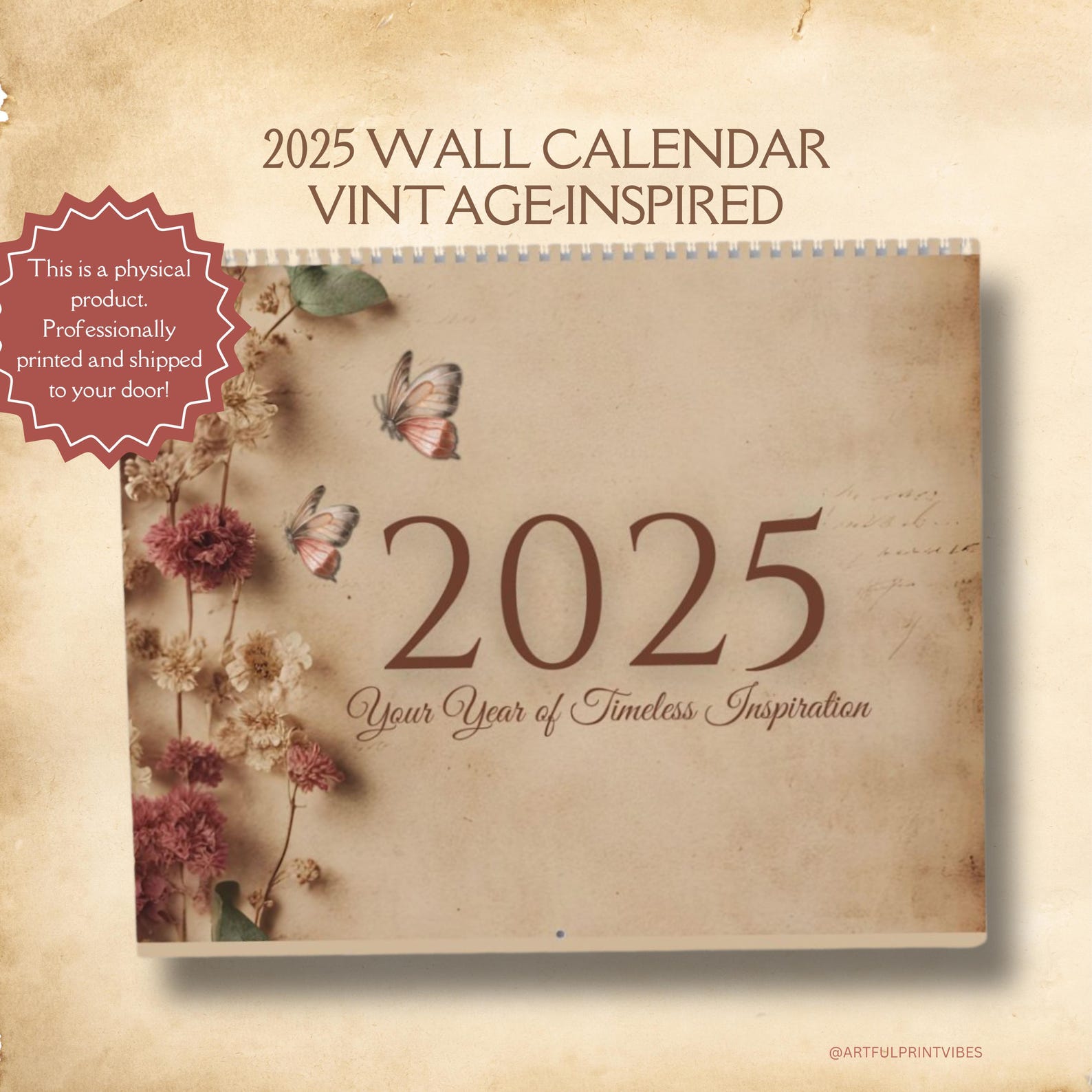 2025 Wall Calendar Vintage Inspired Watercolor Design Antique Aesthetic ...