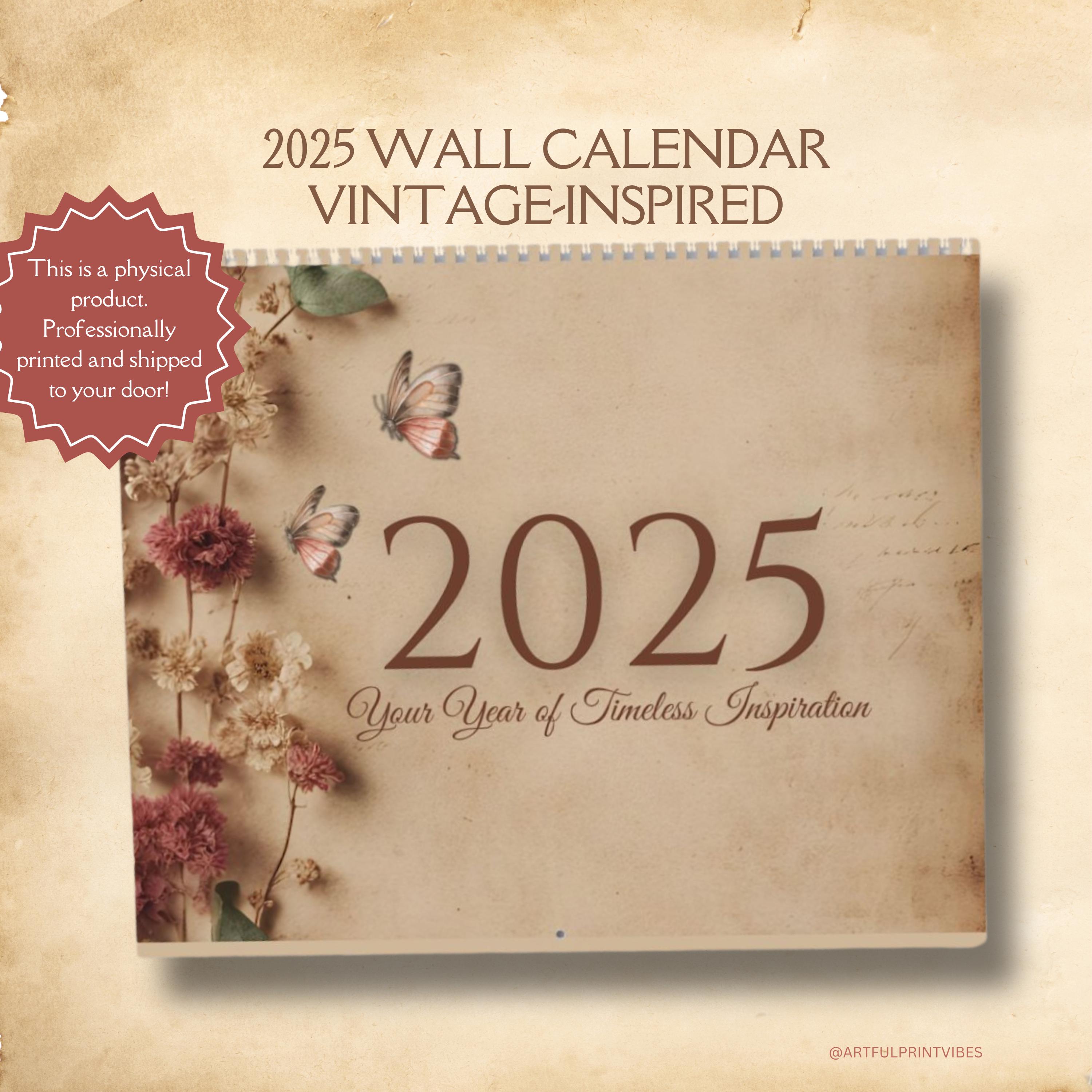 2025 Wall Calendar Vintage Inspired Watercolor Design Antique Aesthetic ...