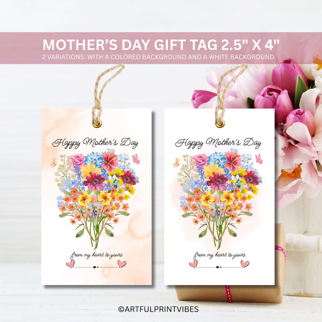 Floral Mother's Day Gift Tags, Watercolor Printable (digital Download ...