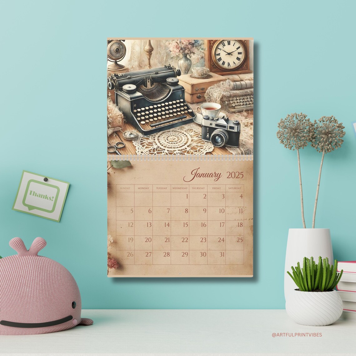 2025 Wall Calendar Vintage Inspired Watercolor Design Antique Aesthetic ...