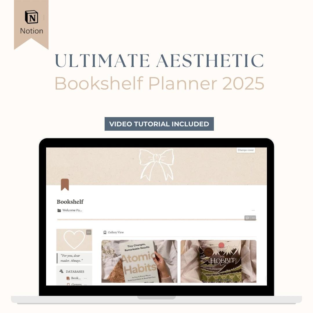 Digital Bookshelf Notion Template | Book Tracker & Reading Log ...