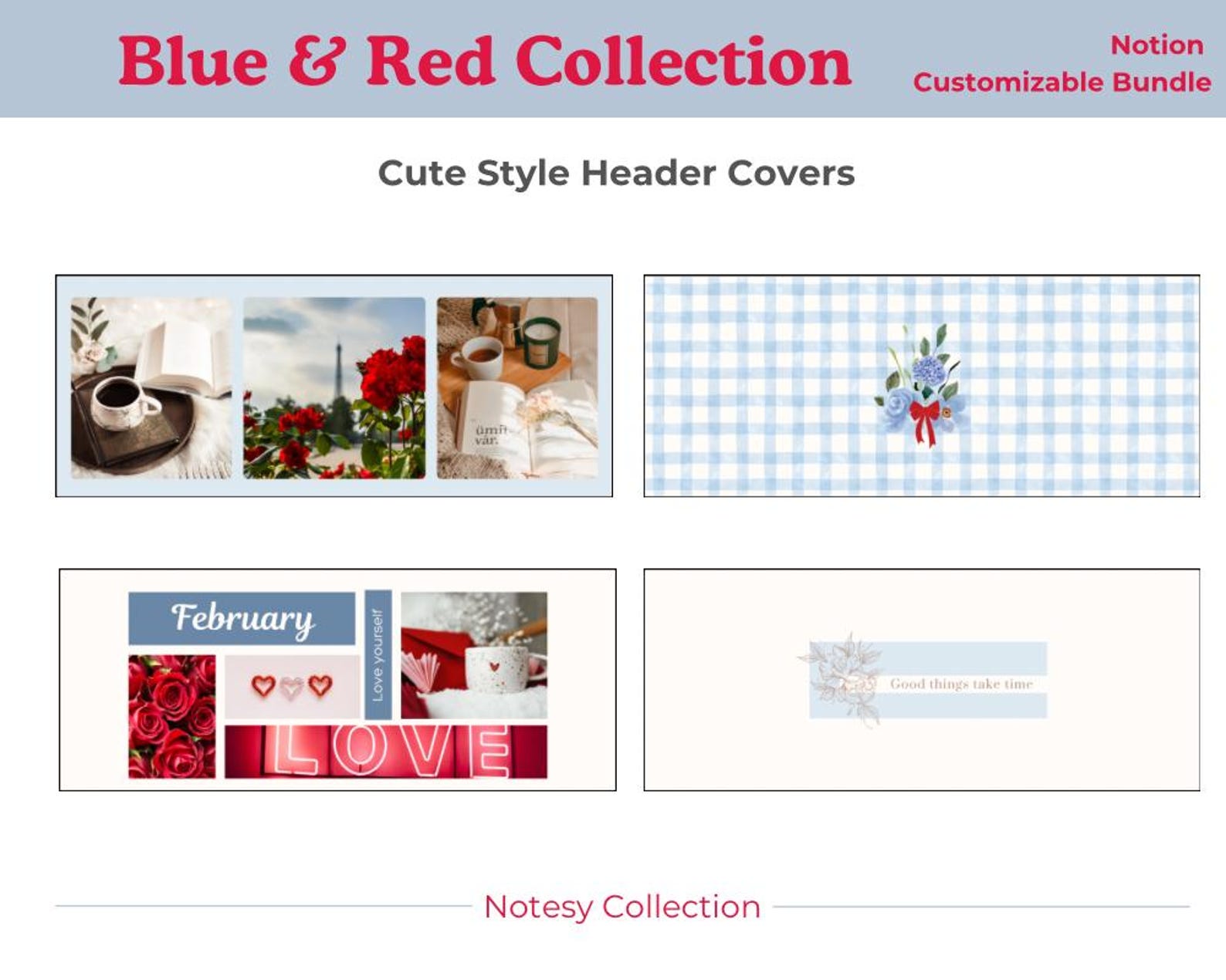 Notion Customizable Bundle | Canva Customizable Bundle | Blue & Red ...