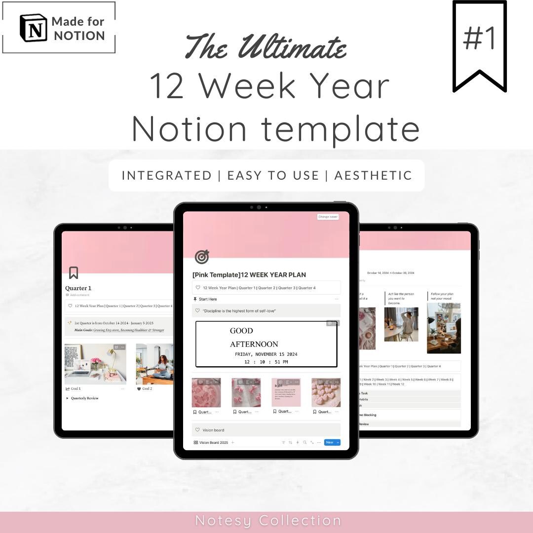 Ultimate 12-week Year Notion Template Planner, Notion Template ...