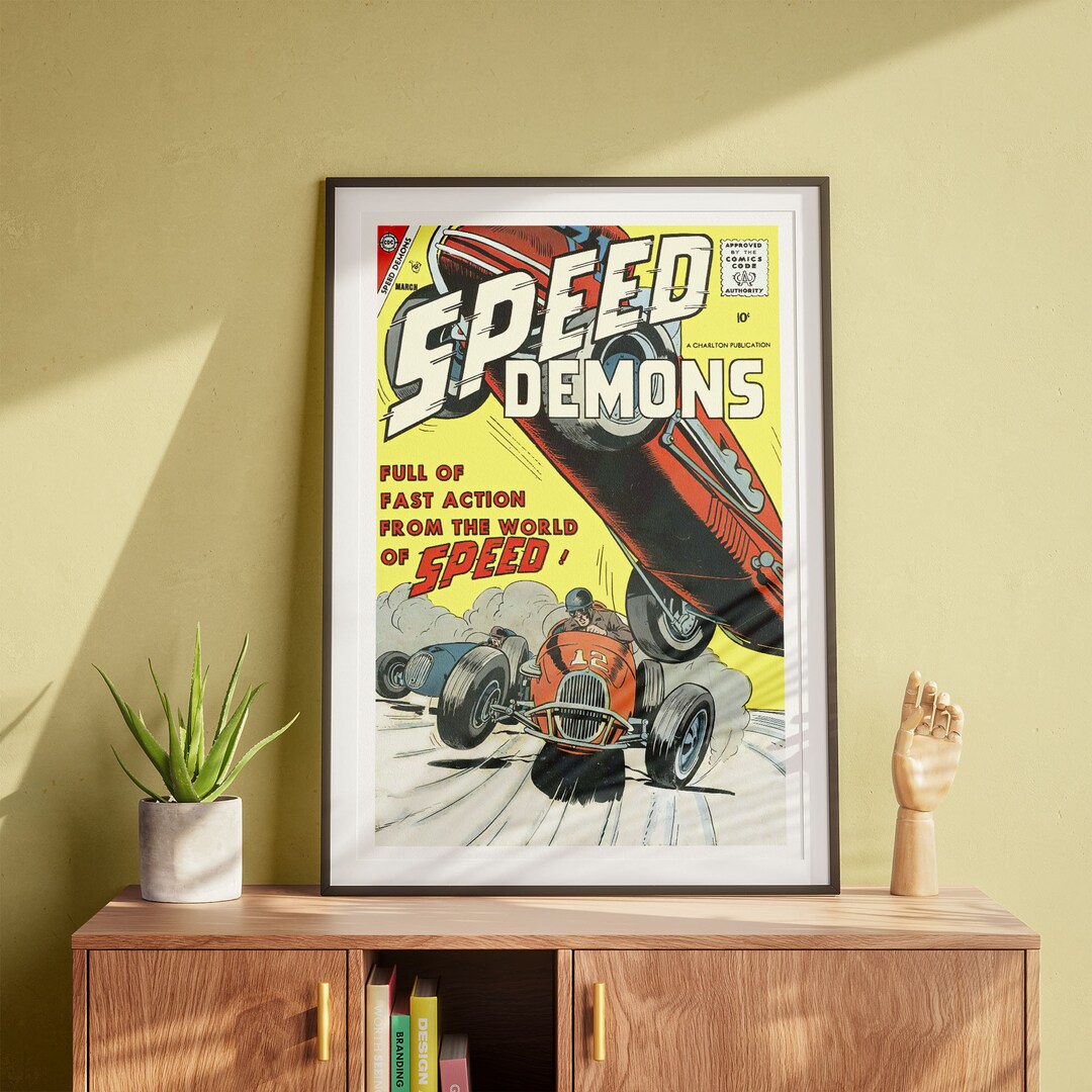 Speed Demons, Comic Book Poster, Racing Artwork, Vintage Wall Art ...