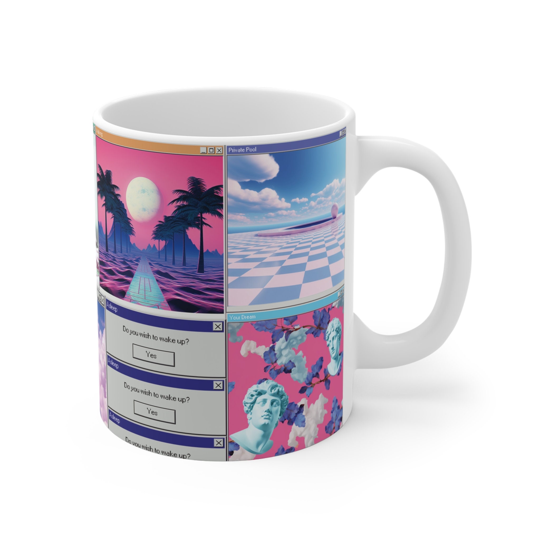 90s Aesthetic Vaporwave Art Mug Windows 95, Retrowave Synthwave ...