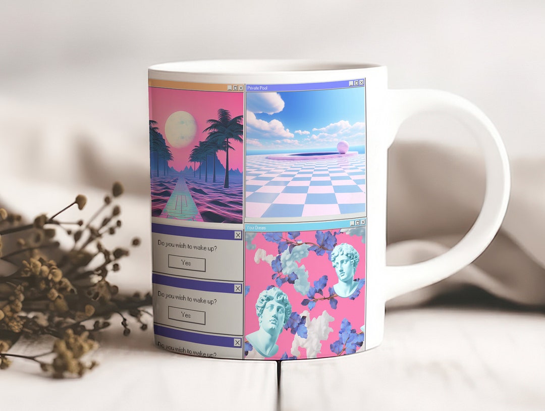 90s Aesthetic Vaporwave Art Mug | Windows 95, Retrowave Synthwave ...