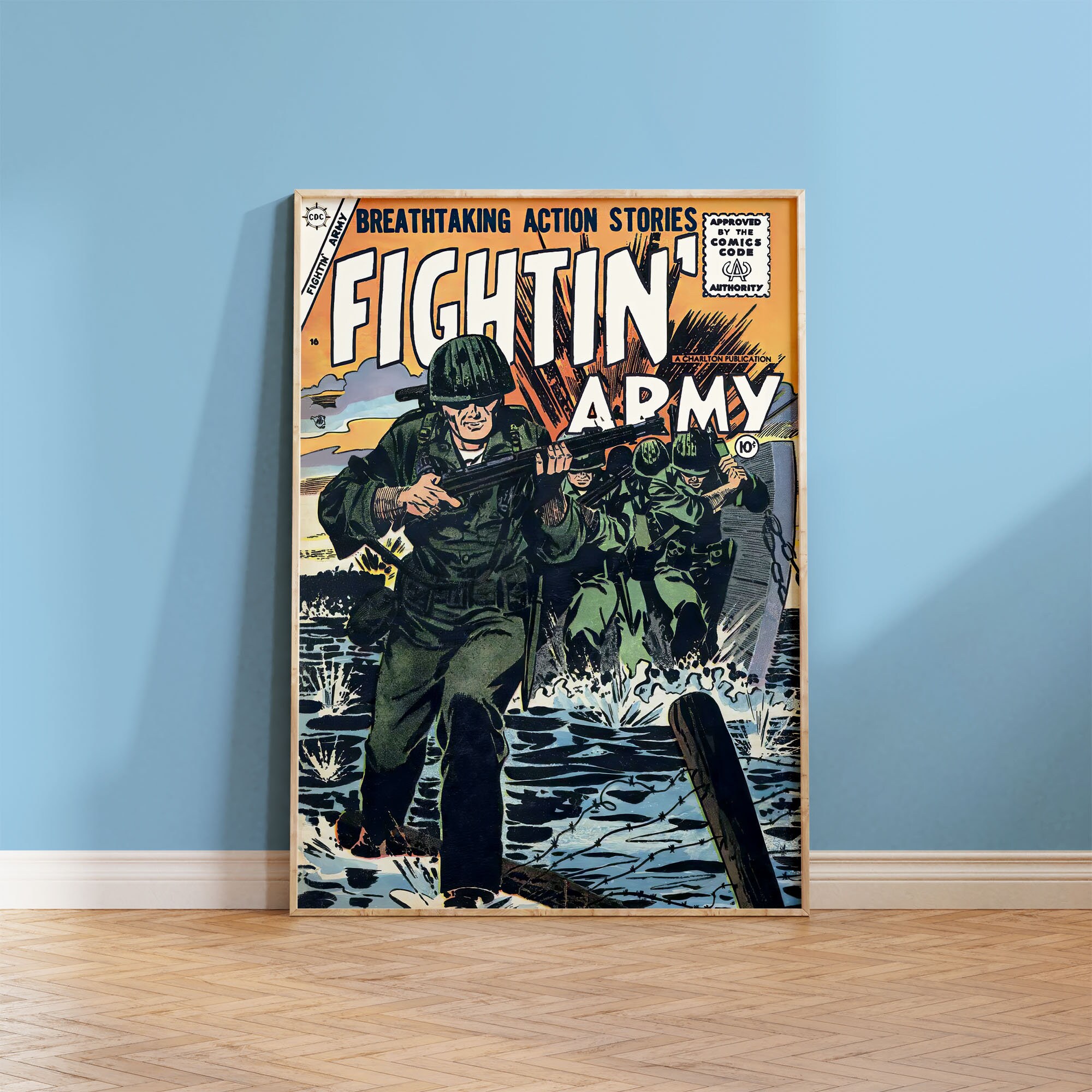 Fightin' Army, Vintage Wall Art, World War Two, Comic Book Poster ...