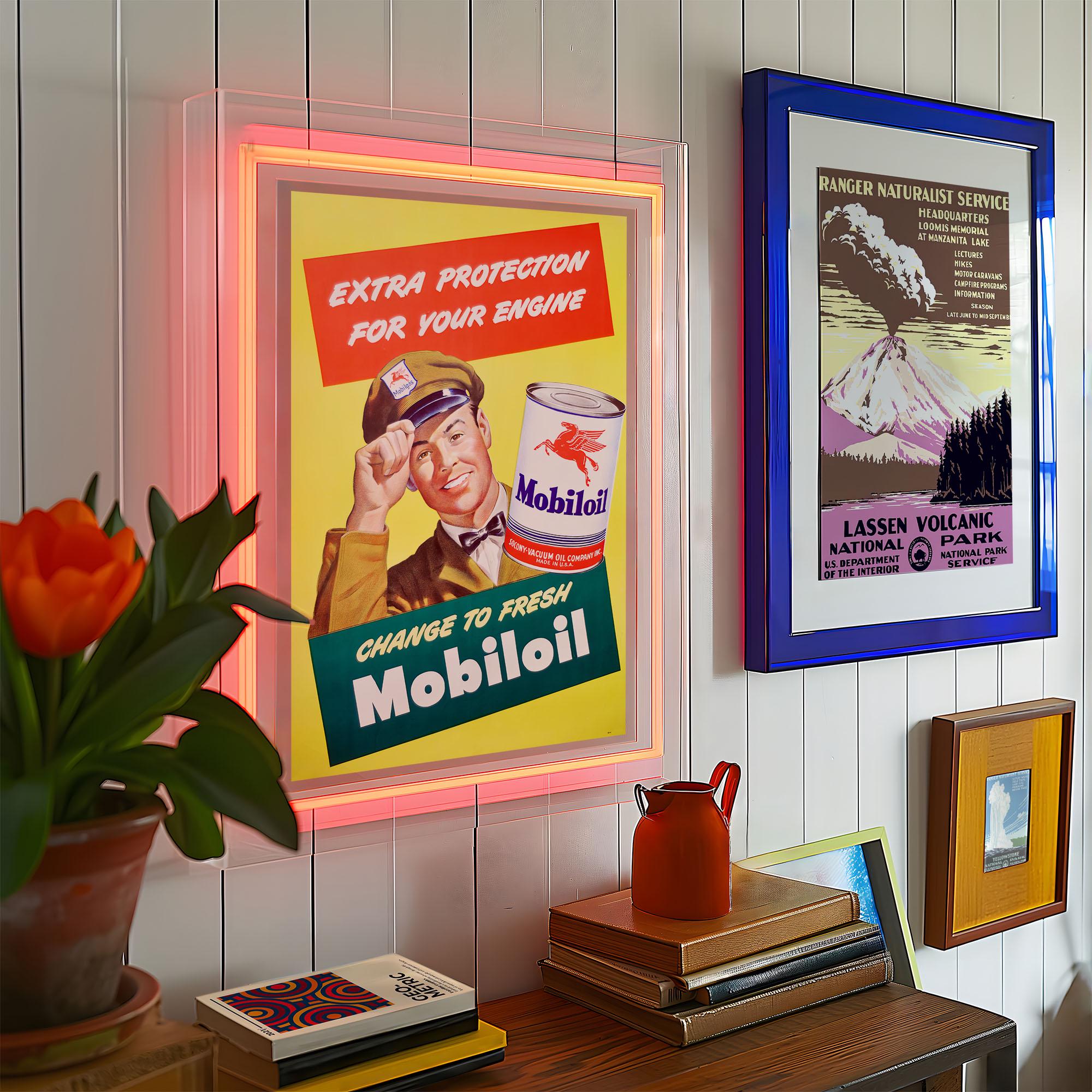 Mobiloil Poster, Vintage Wall Art, Retro Advertising, Classic Poster ...