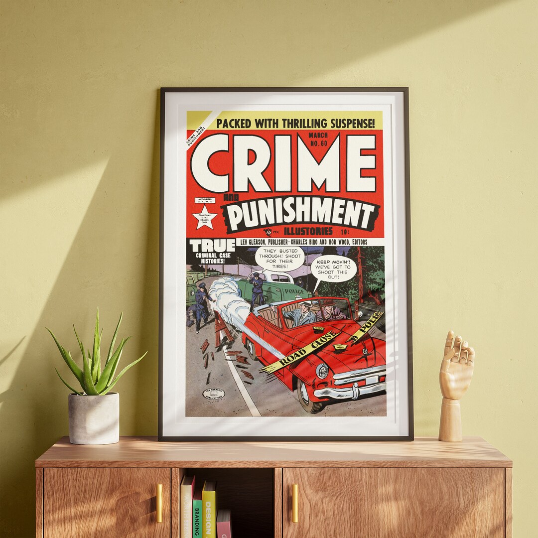 Crime and Punishment, Vintage Wall Art, Police Decor, Comic Book Poster ...