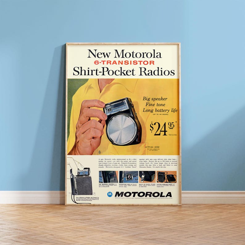 Motorola Radio, Vintage Wall Art, Retro Advertising, Classic Poster ...