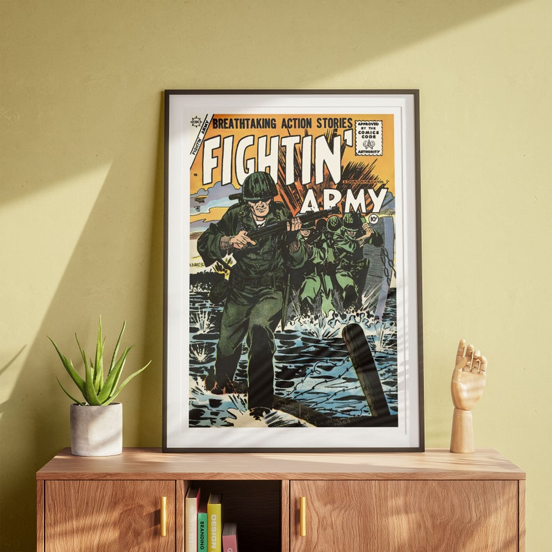 Fightin' Army, Vintage Wall Art, World War Two, Comic Book Poster ...