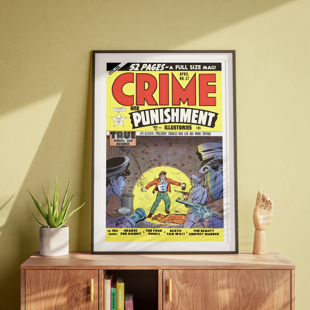 Crime and Punishment, Vintage Wall Art, Police Decor, Comic Book Poster ...