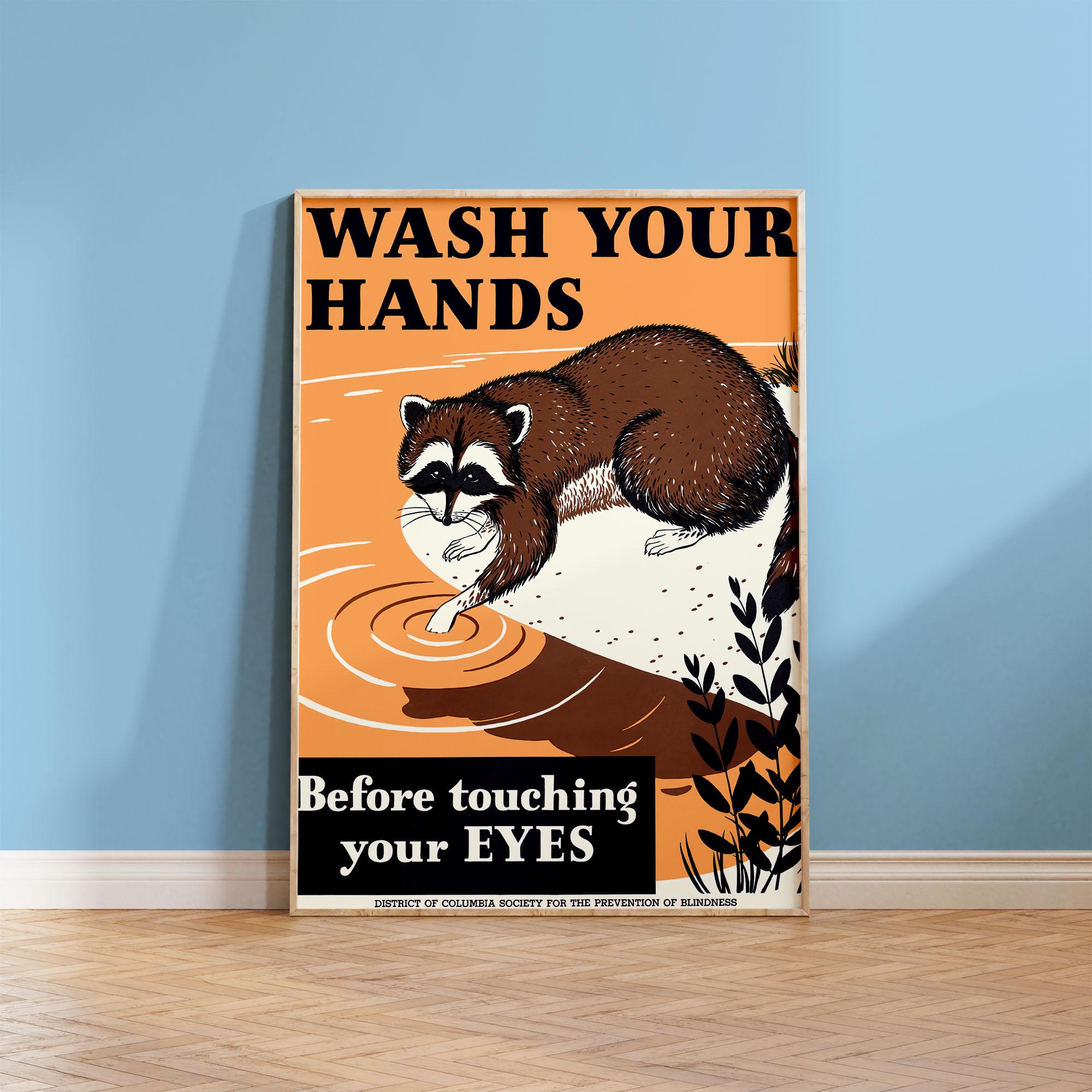 Wash Your Hands, Vintage Wall Art, Retro PSA, Classic Poster DIGITAL ...