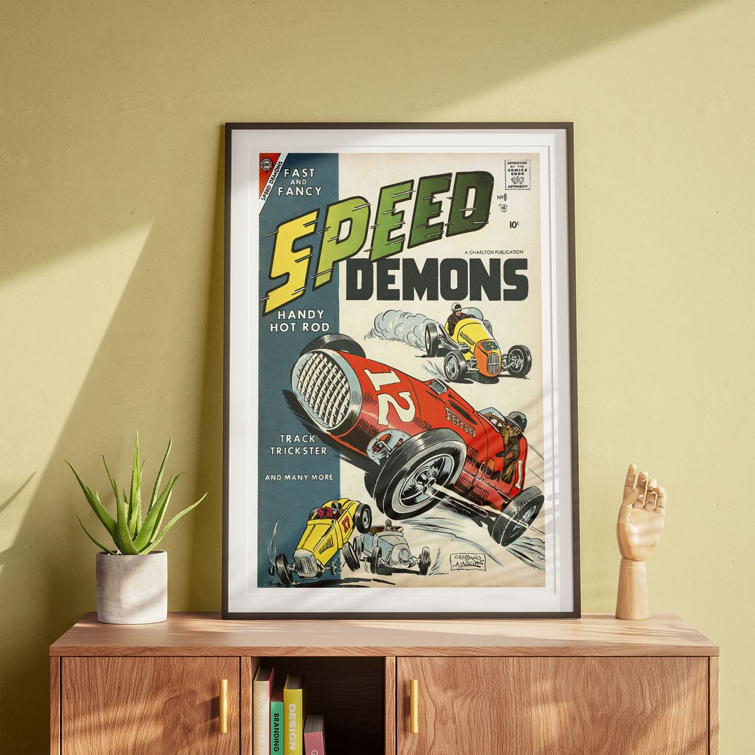 Speed Demons, Comic Book Poster, Racing Artwork, Vintage Wall Art ...