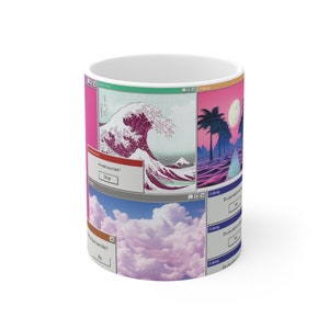90s Aesthetic Vaporwave Art Mug | Windows 95, Retrowave Synthwave ...