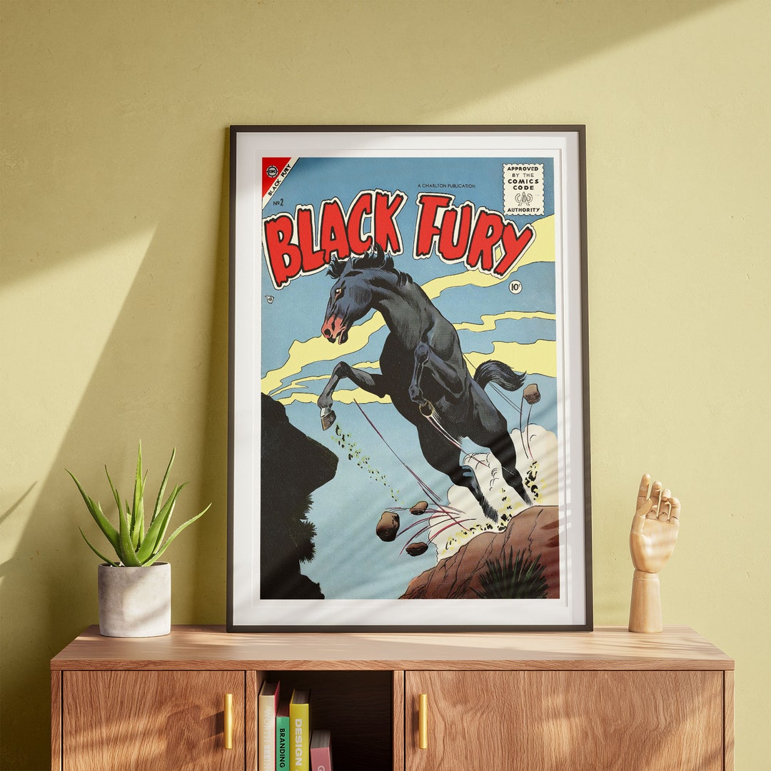 Black Fury, Comic Book Poster, Cowboy Art, Vintage Wall Art, Retro Art ...