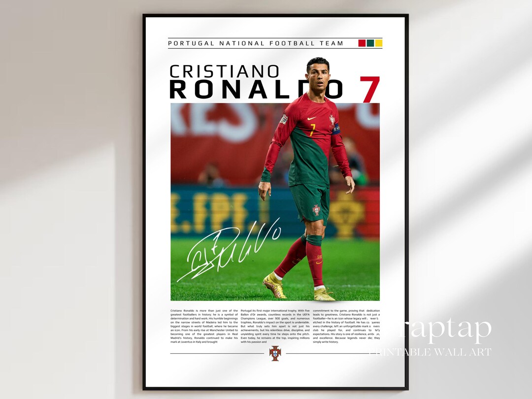 Cristiano Ronaldo Football Poster | CR7 Soccer Print for Sports Fans ...