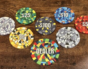 Stained-glass Rainbow Ceramic Poker Chips Genesis Founders Set - Etsy