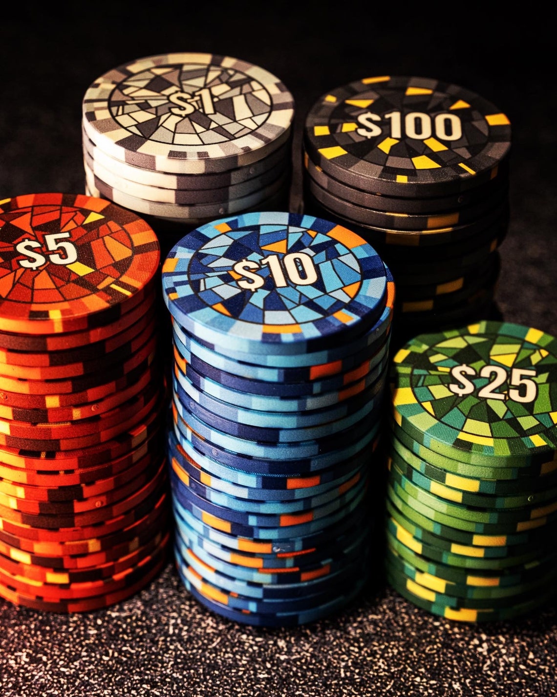 Stained-glass Rainbow Ceramic Poker Chips Genesis Founders Set - Etsy