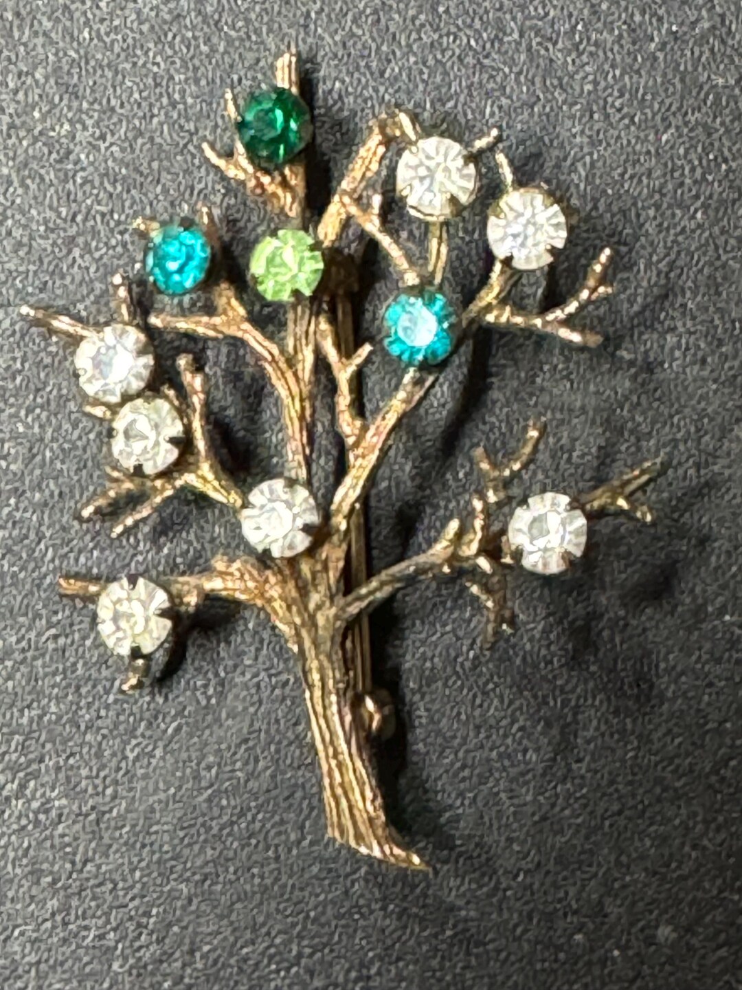 Vintage Rhinestone and Crystal Tree Brooch - Etsy