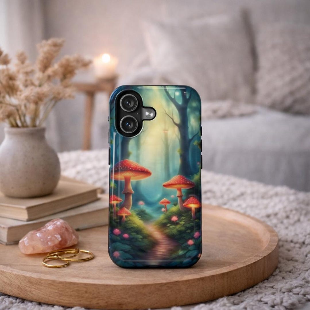 Enchanted Forest Cottage Core Phone Case, Glowing Fungus Mushroom Case ...