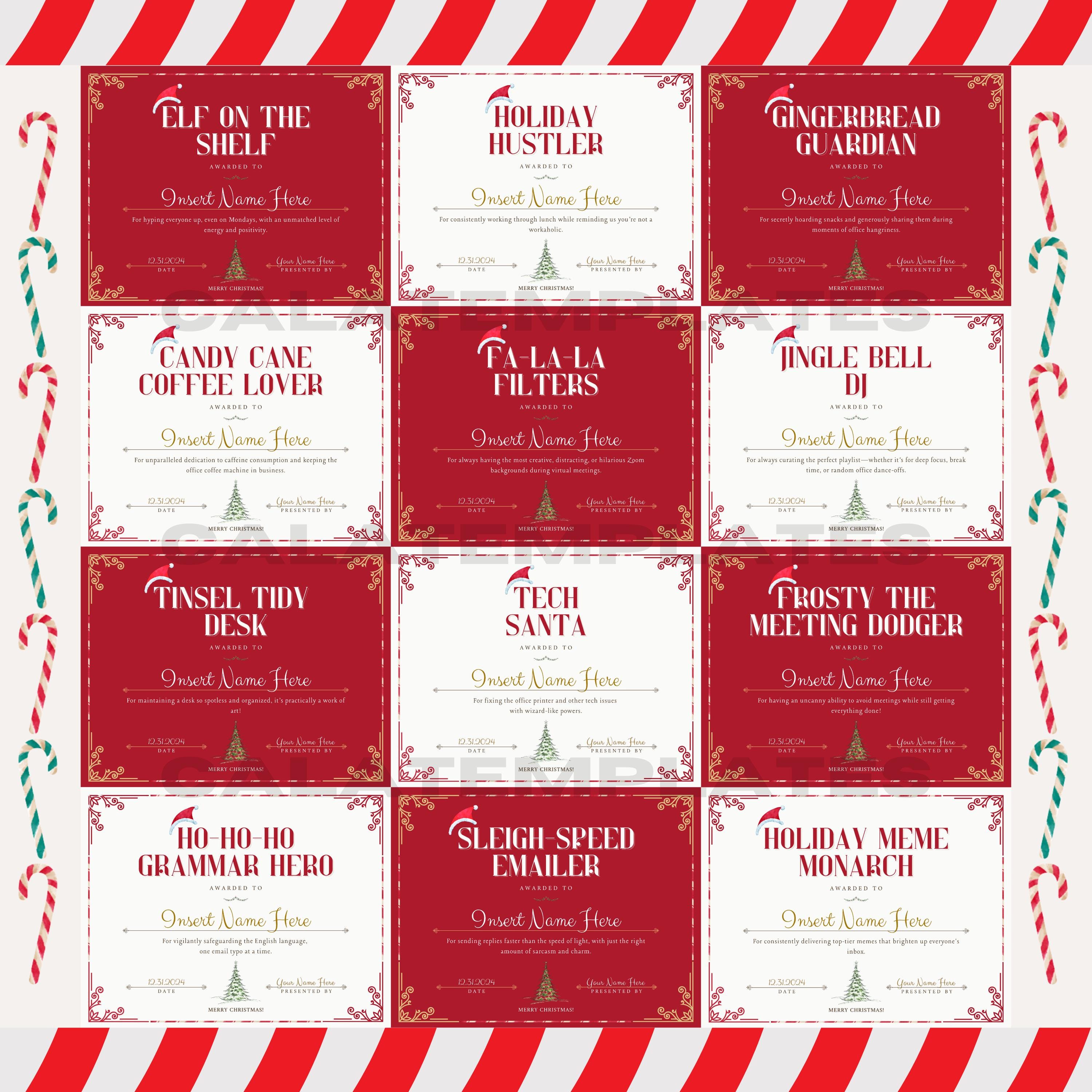 Employee Christmas Appreciation Award Certificates, Printable Funny ...