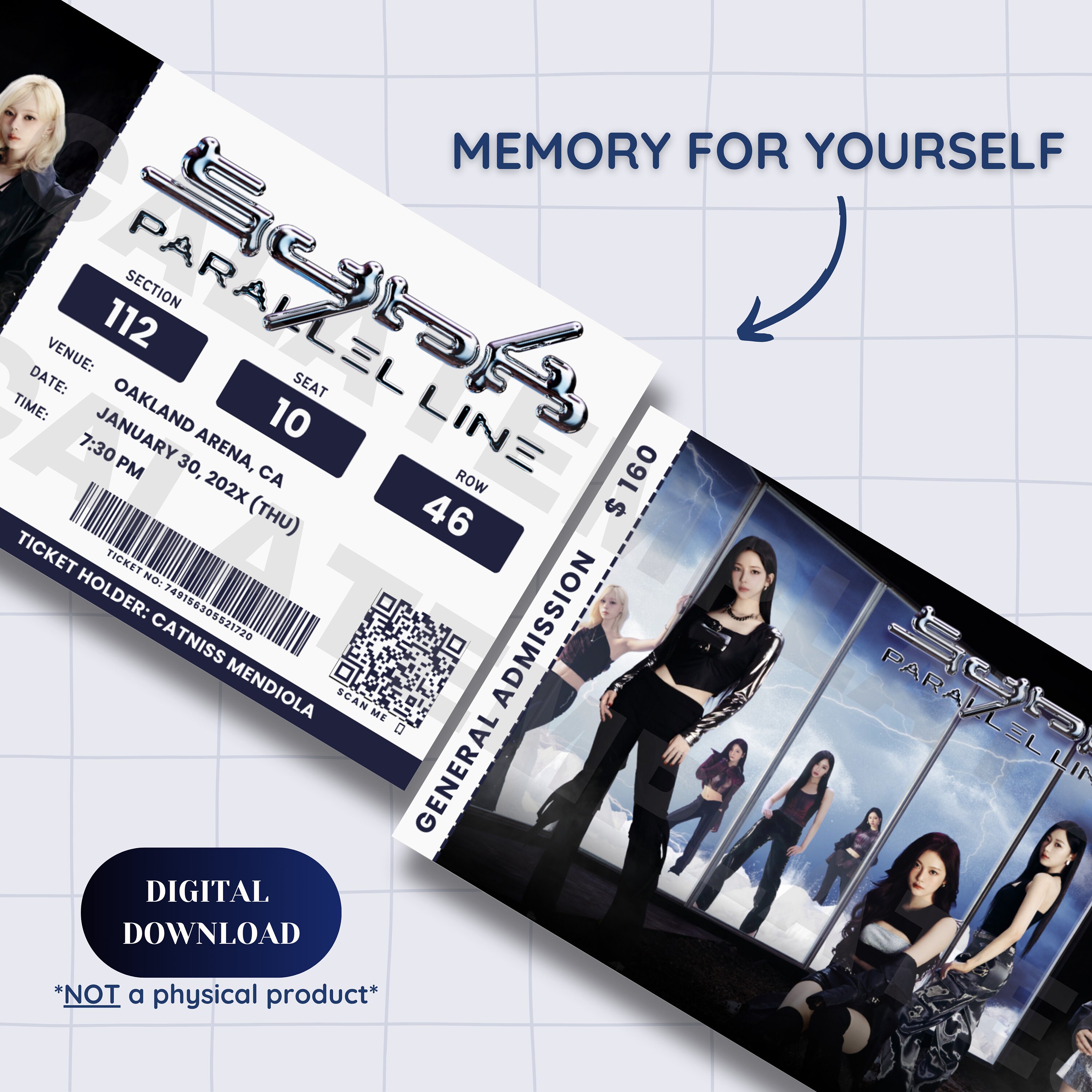 Editable Aespa Synk Parallel Line Concert Ticket Canva Template KPOP Printable Keepsake Ticket ...