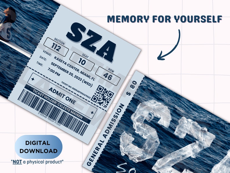 SZA SOS Tour Konzertkarte Canva Template Ticket Überraschungsgeschenk ...
