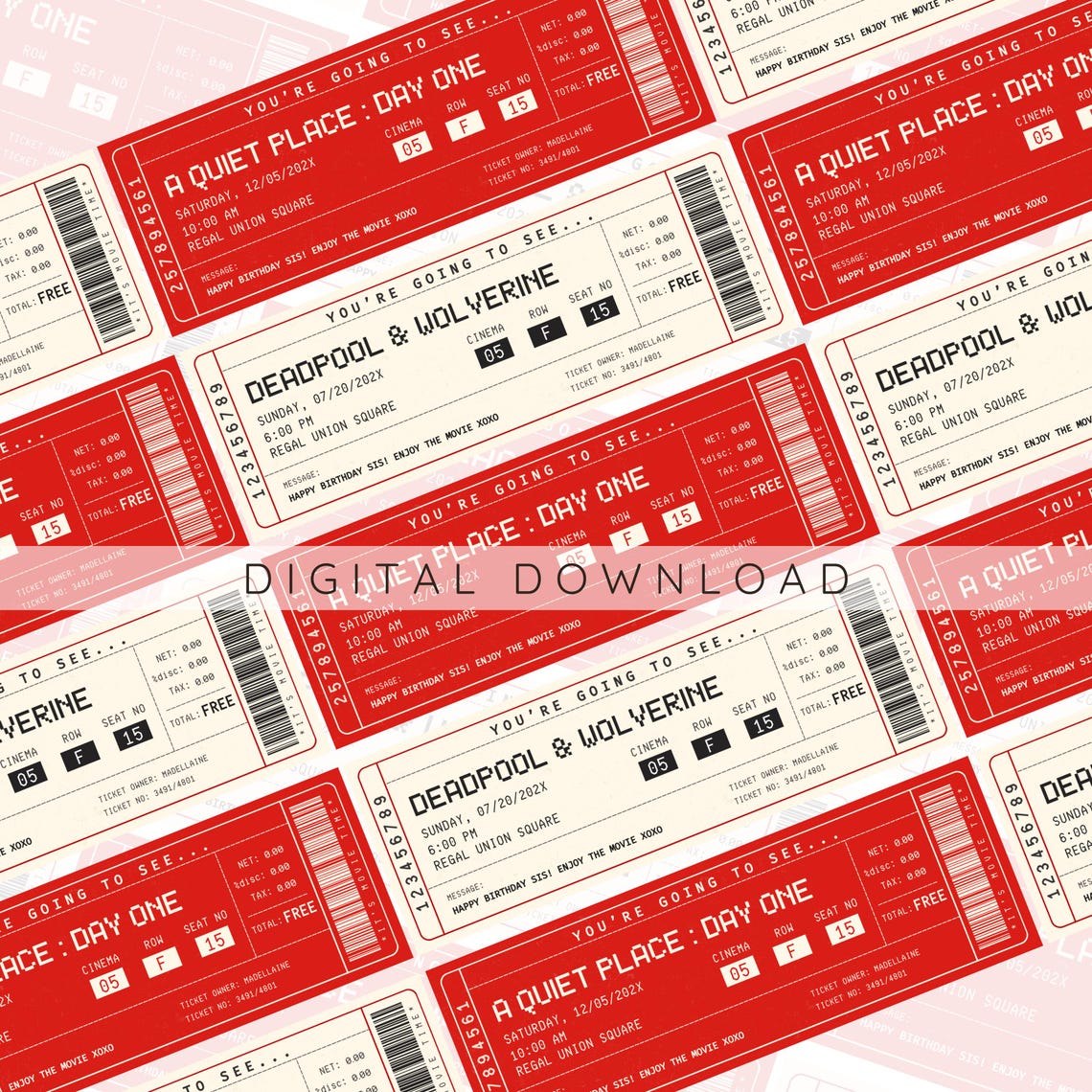 Surprise Gift Movie Ticket Printable, Date Night Idea Movie Canva ...