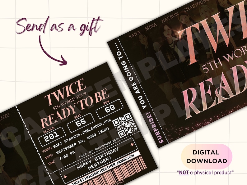 Printable TWICE Ready to Be Concert Ticket Template Canva Editable Digital Event Ticket ...