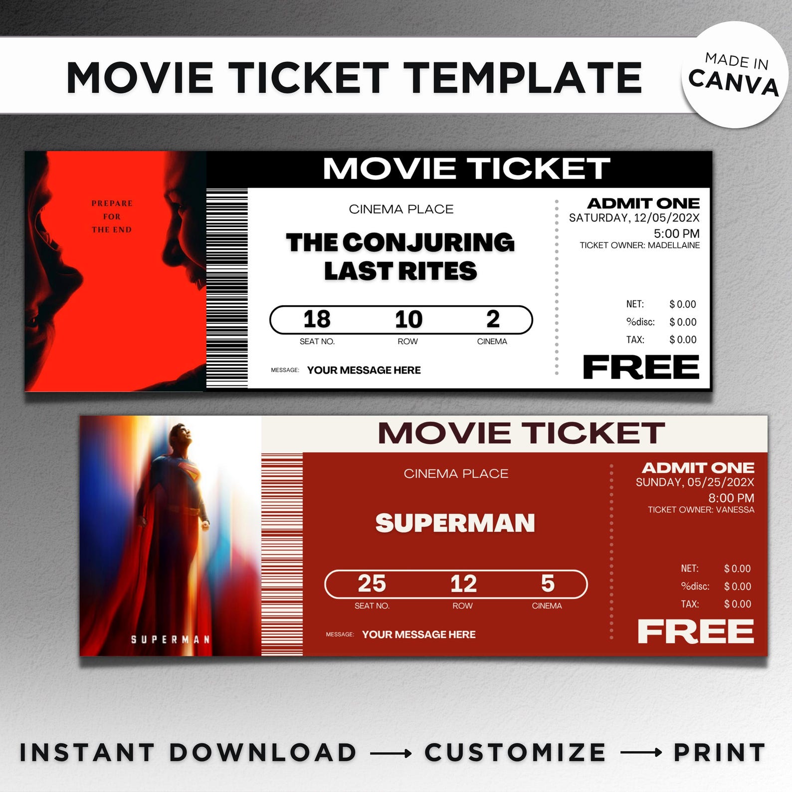 Editable Movie Ticket Template: Surprise Gift, Date Night Voucher ...