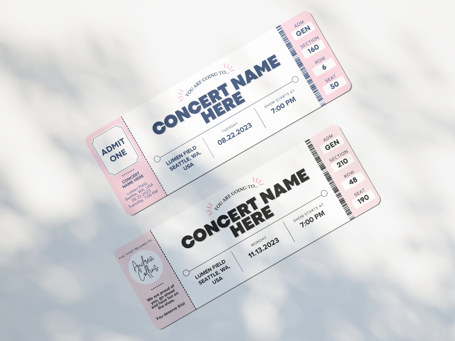 Concert Ticket Canva Template Printable Event Ticket Invitation Custom ...