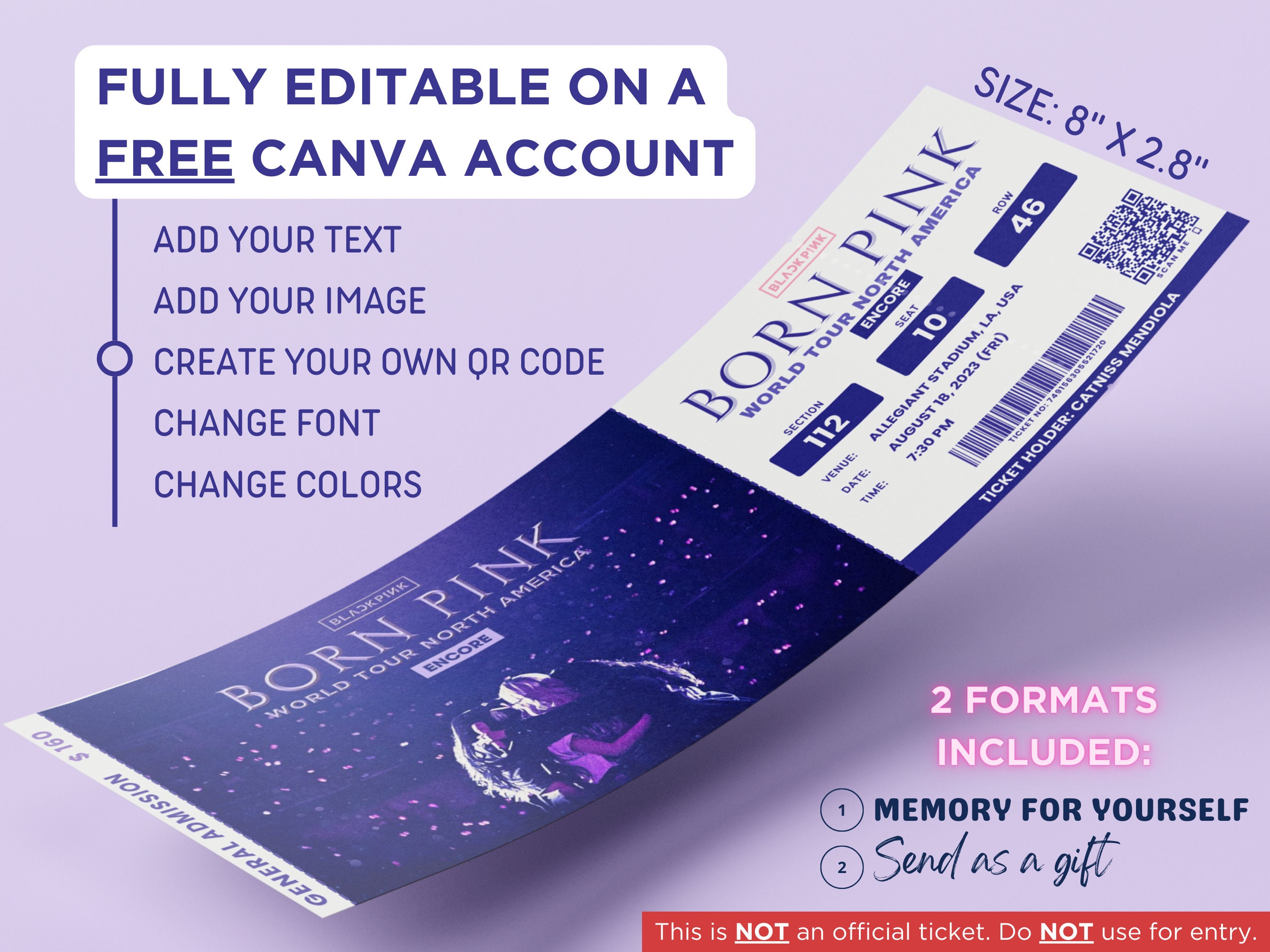 Blackpink Born Pink World Tour Ticket Canva Template Printable Editable ...