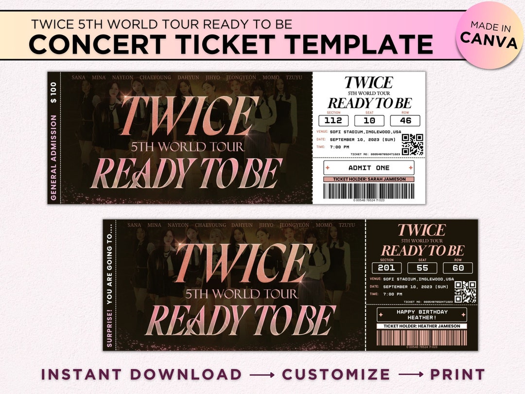 Printable TWICE Ready to Be Concert Ticket Template Canva Editable ...