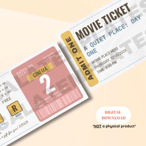 Pastel Cinema Ticket Invitation Surprise Gift, Cute Movie Ticket ...