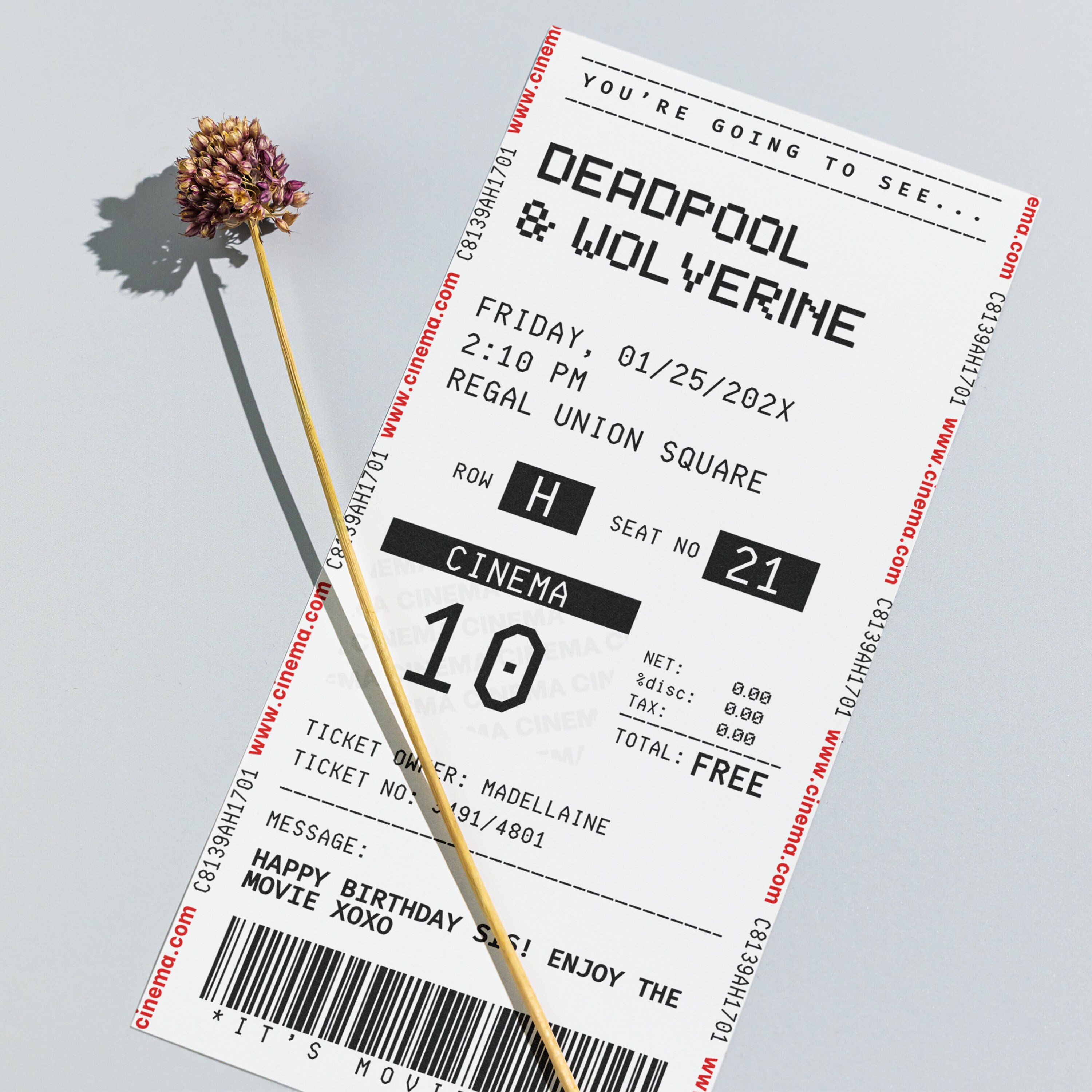 Movie Night Ticket Invite Surprise Gift Template, Movie Ticket Coupon ...