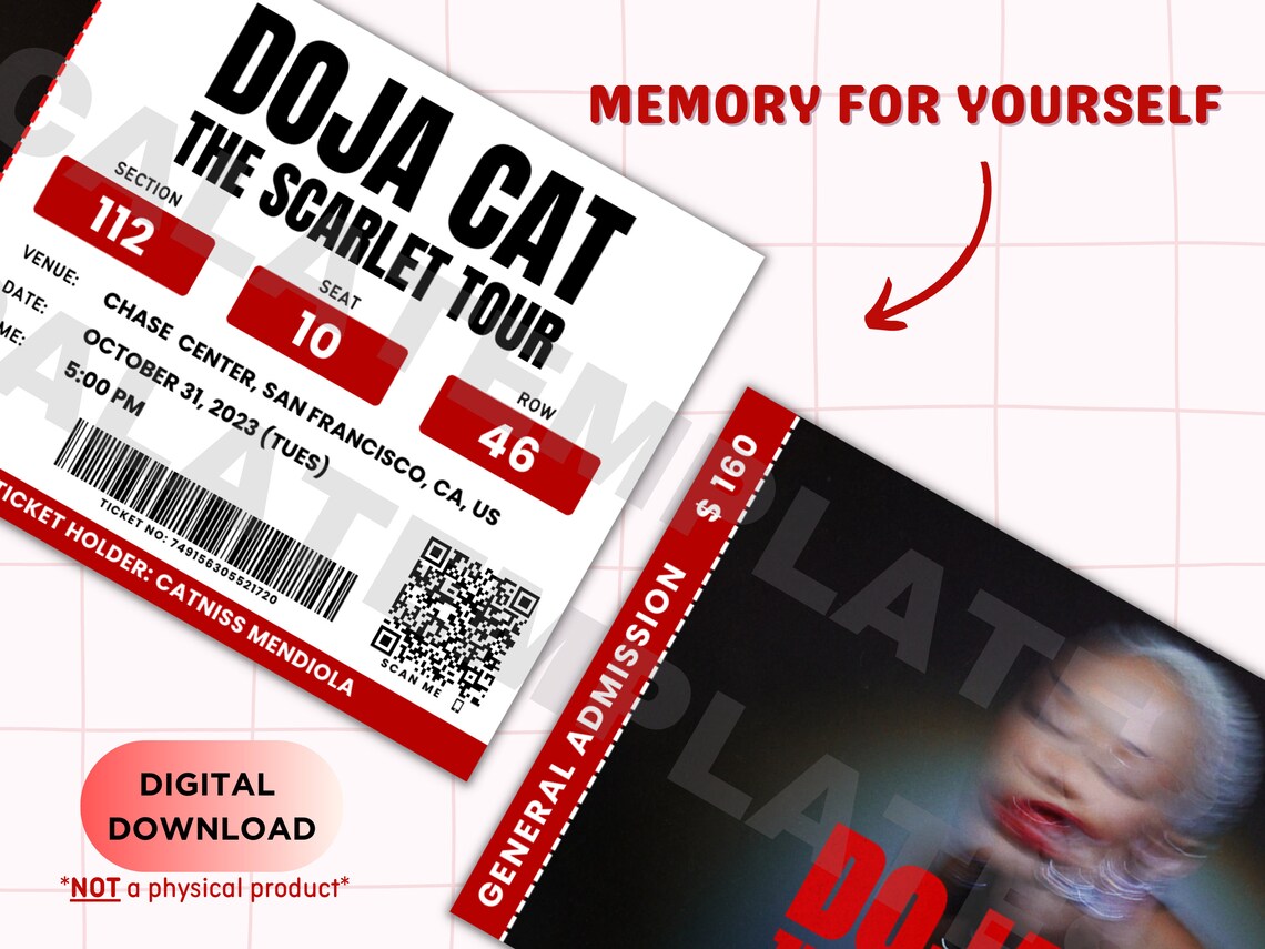Doja Cat Ticket Editable Canva Template Printable, the Scarlet Tour ...