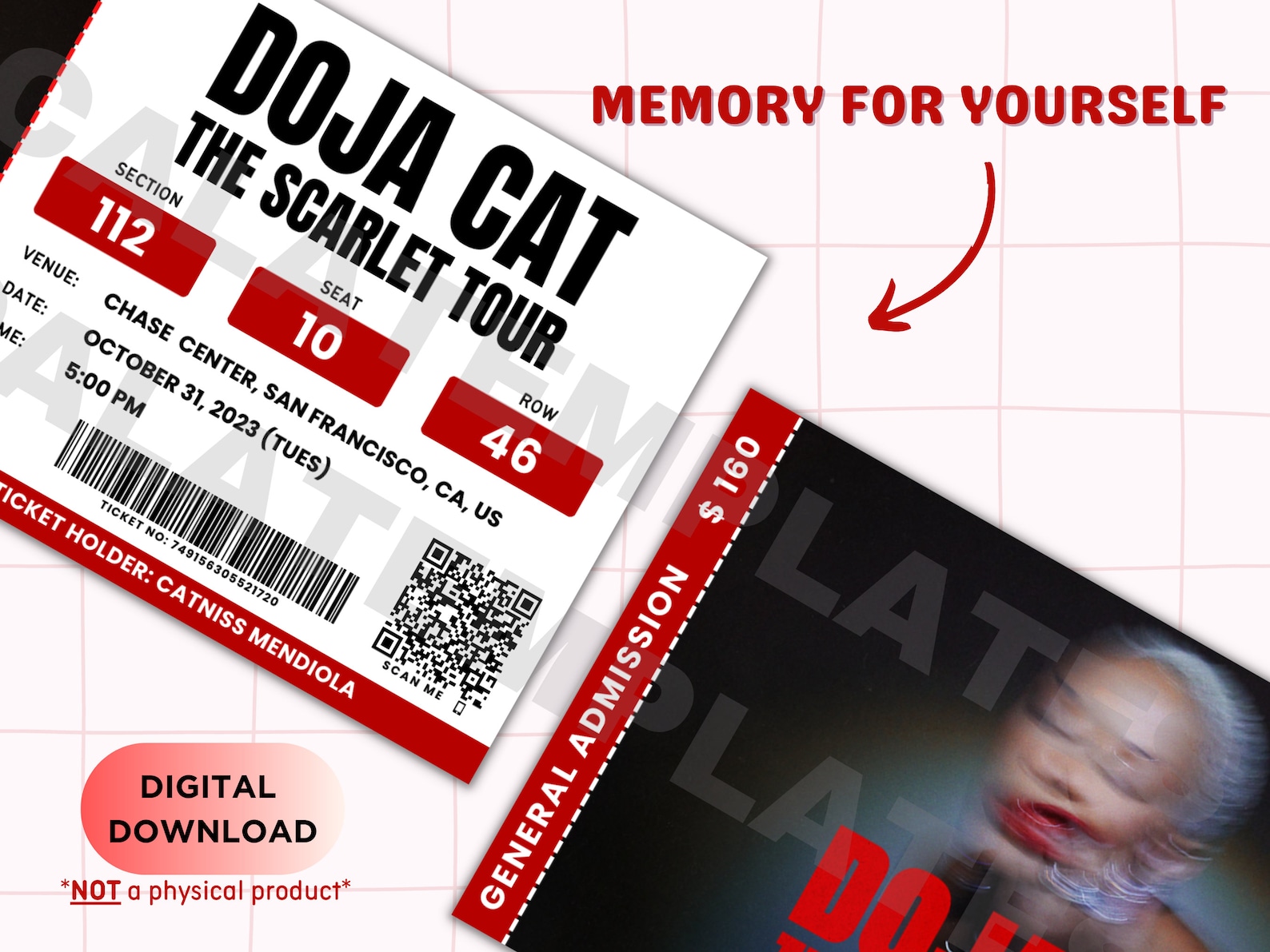 Doja Cat Ticket Editable Canva Template Printable, the Scarlet Tour ...