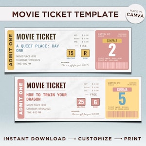 Pastel Cinema Ticket Invitation Surprise Gift, Cute Movie Ticket ...
