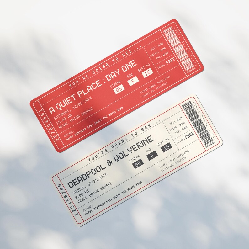 Surprise Gift Movie Ticket Printable, Date Night Idea Movie Canva ...