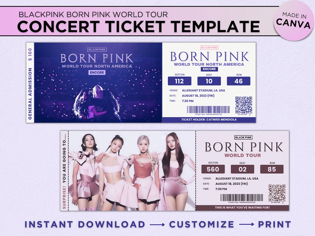 Blackpink Born Pink World Tour Ticket Canva Template Printable Editable ...