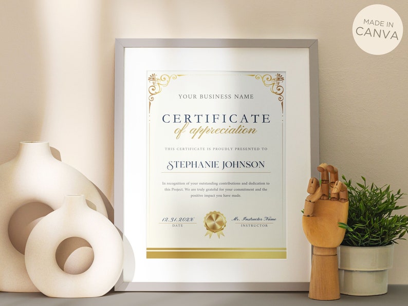 Certificate of Appreciation Printable Template Awards for Work, School ...