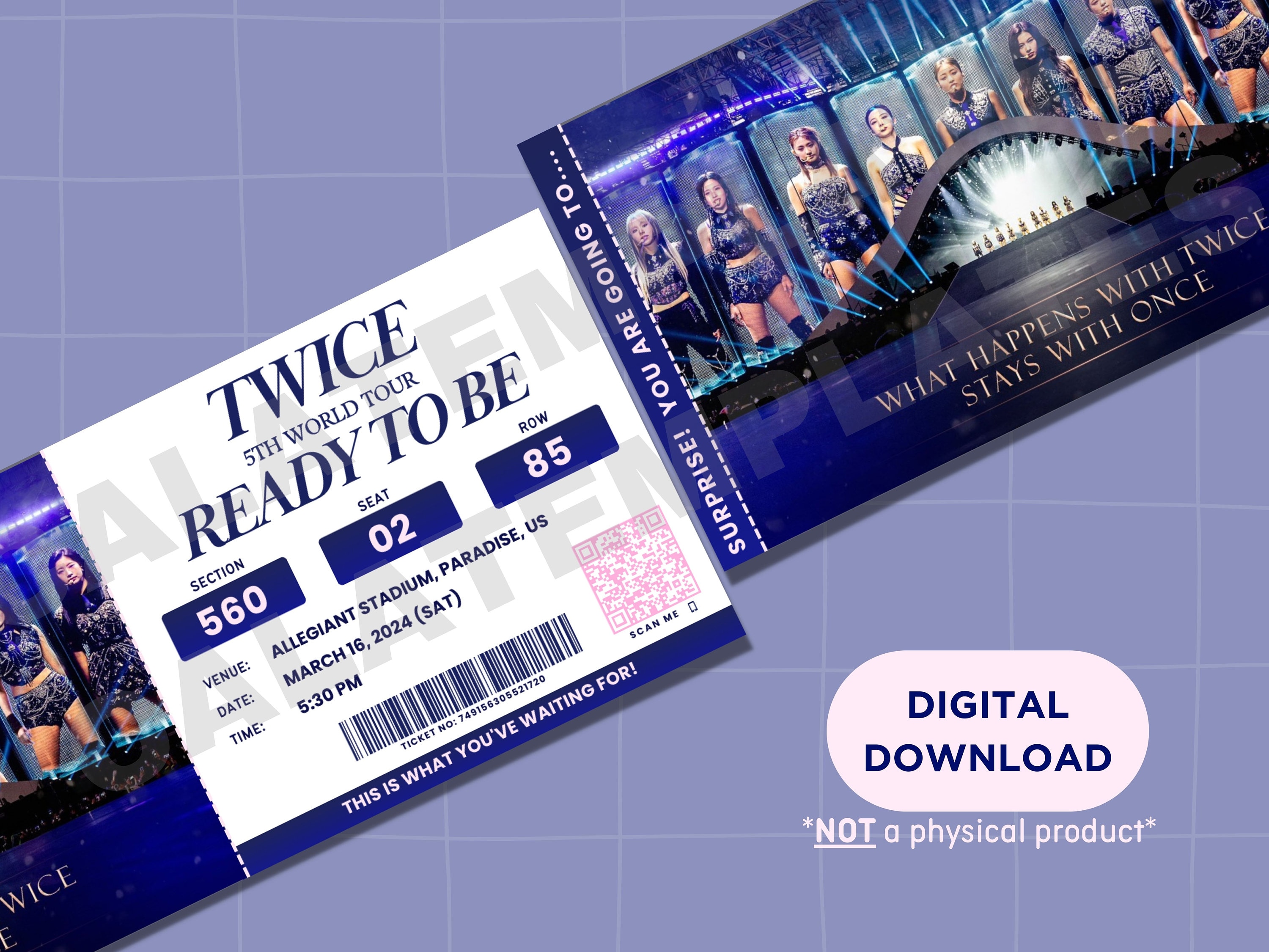 TWICE Ready to Be Once More Concert Ticket Template Canva Editable ...