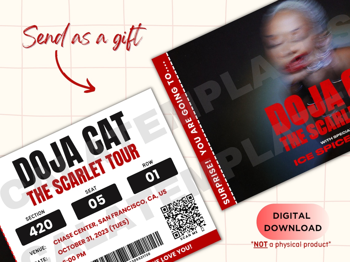Doja Cat Ticket Editable Canva Template Printable, the Scarlet Tour ...