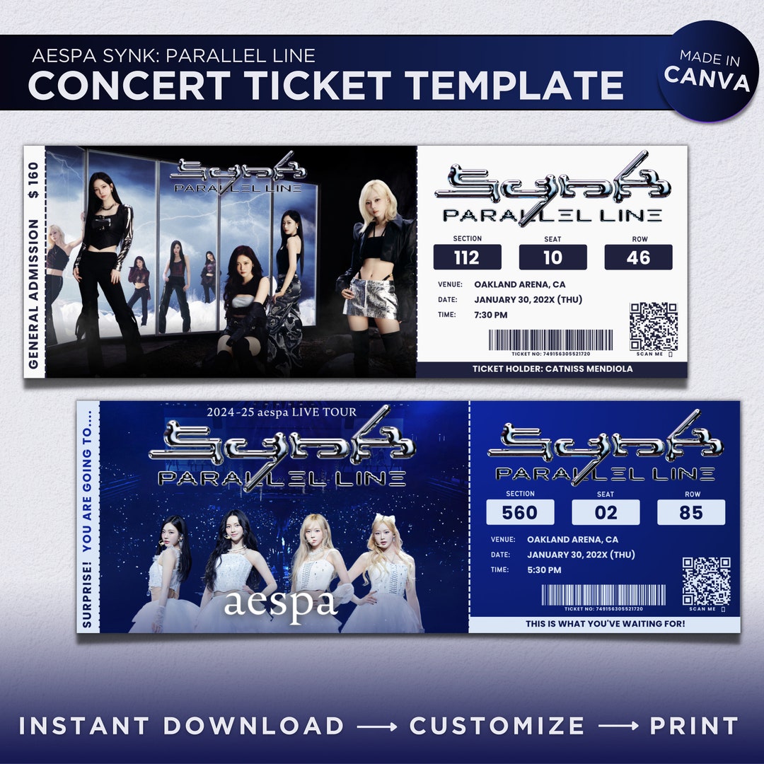 Editable Aespa Synk Parallel Line Concert Ticket Canva Template KPOP ...