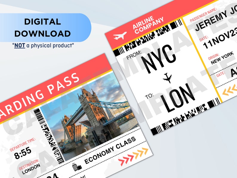 Editable Boarding Pass Template, Surprise Trip Airplane Ticket ...