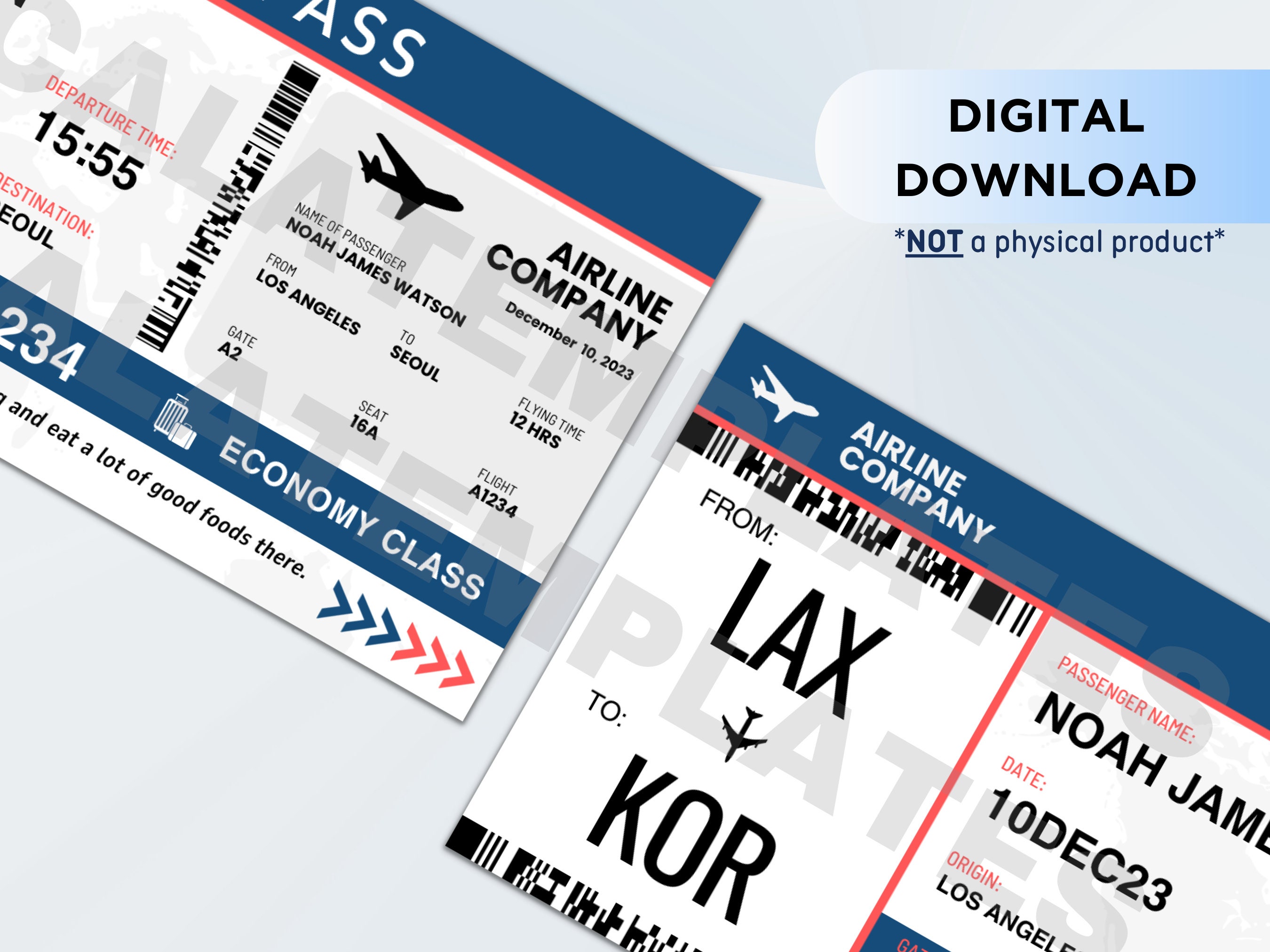 Editable Boarding Pass Template, Surprise Trip Airplane Ticket ...