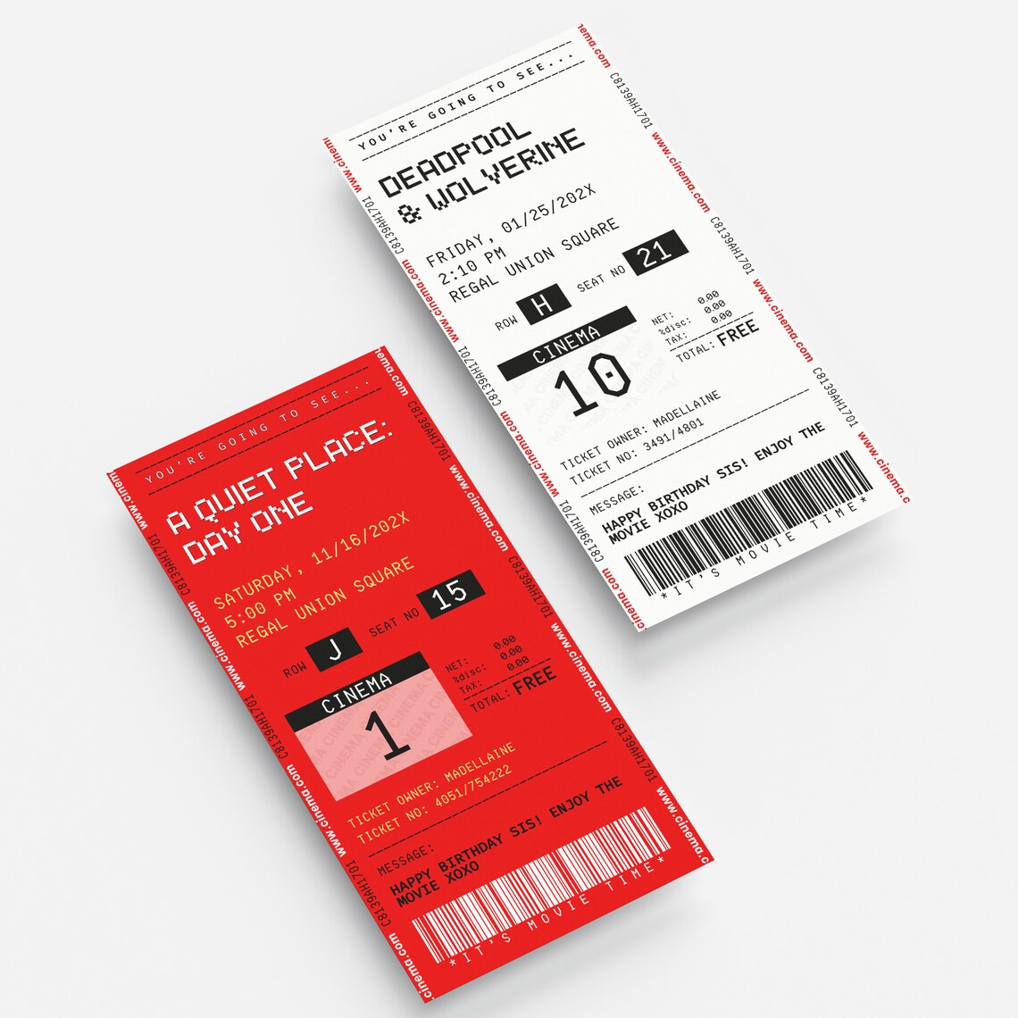 Movie Night Ticket Invite Surprise Gift Template, Movie Ticket Coupon ...