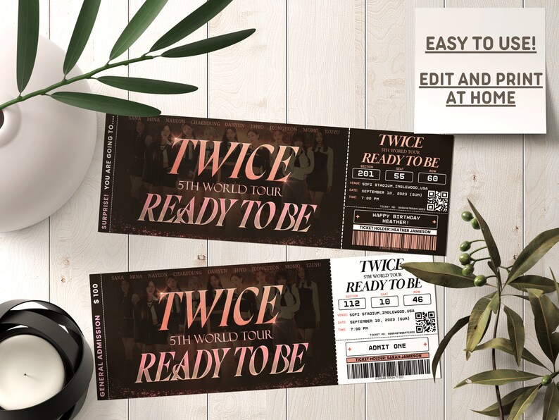 Printable TWICE Ready to Be Concert Ticket Template Canva Editable Digital Event Ticket ...