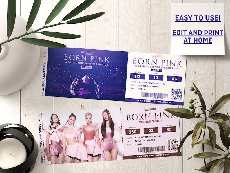 Blackpink Born Pink World Tour Ticket Canva Template Printable Editable ...